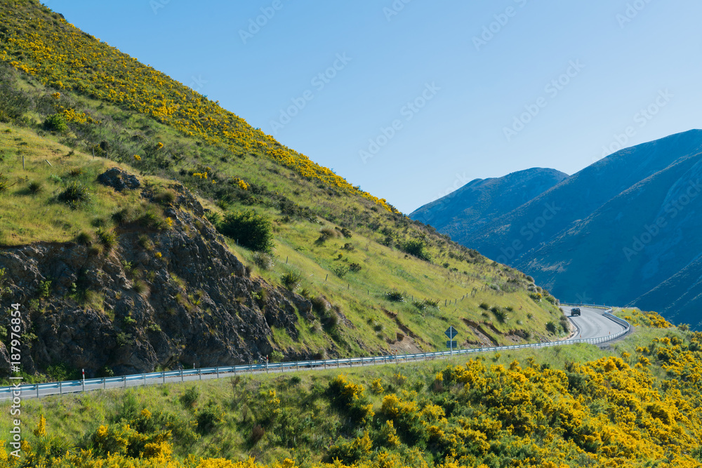 Southern alpine alps mountain and road side at Arthur's Pass National ...