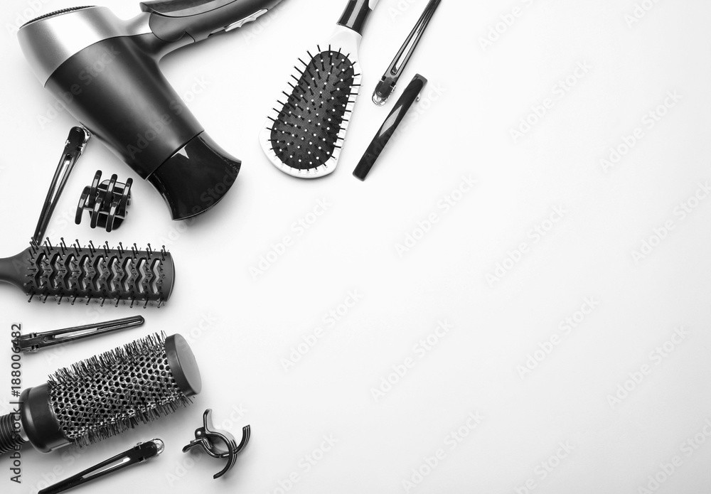 Professional hairdresser set on white background Stock Photo | Adobe Stock