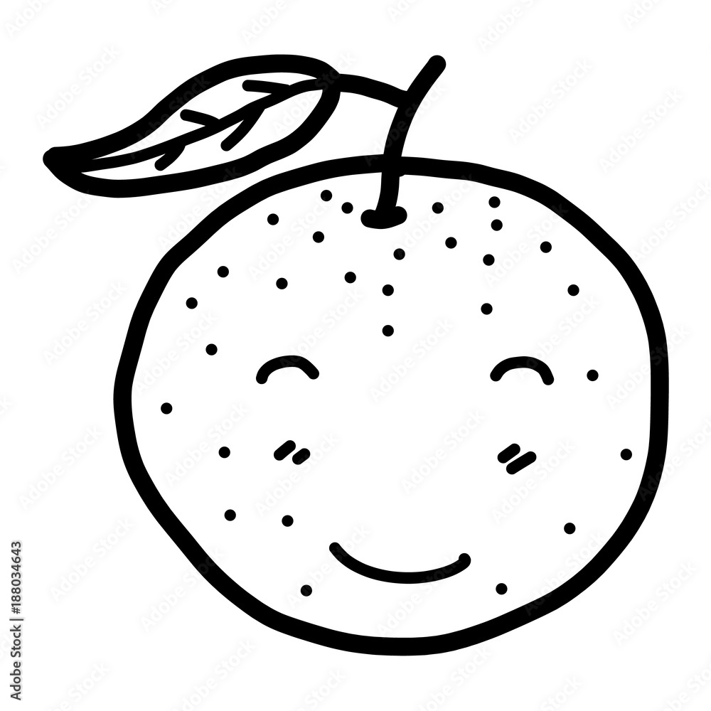 smile orange / cartoon vector and illustration, black and white, hand ...