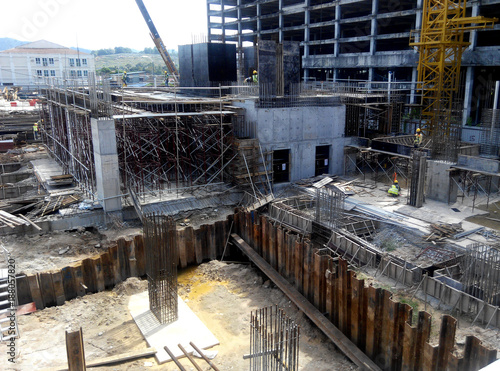 Building foundation work at the construction site in Kuala Lumpur ...