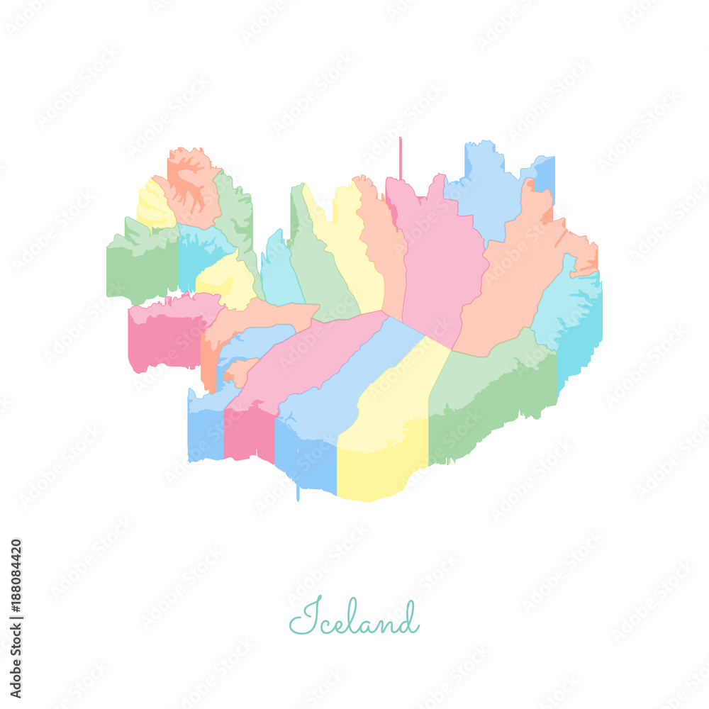 Iceland region map: colorful isometric top view. Detailed map of ...