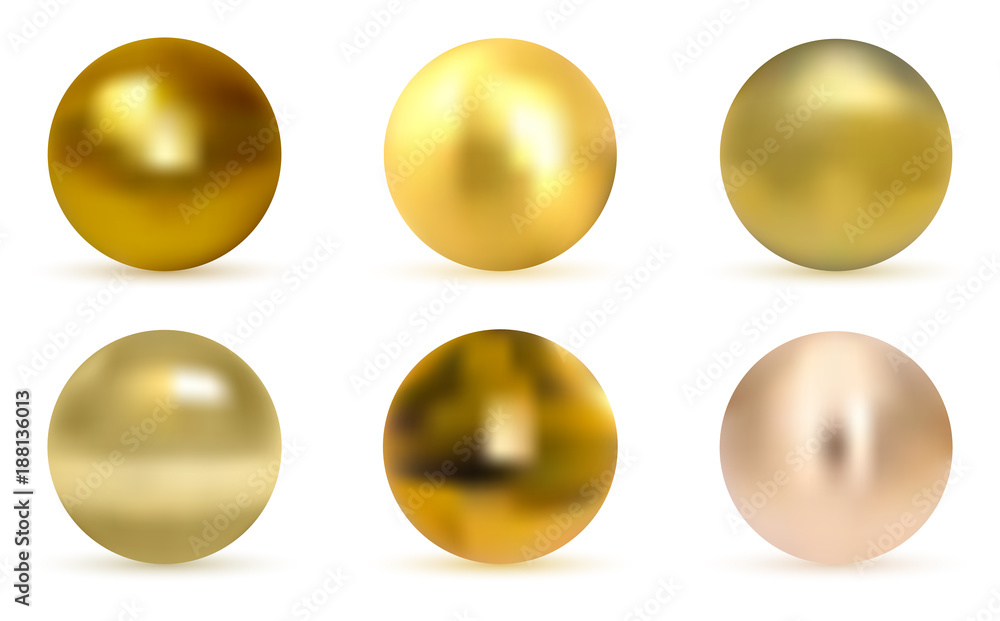 Vector golden ball. Realistic gold sphere. Stock Vector | Adobe Stock