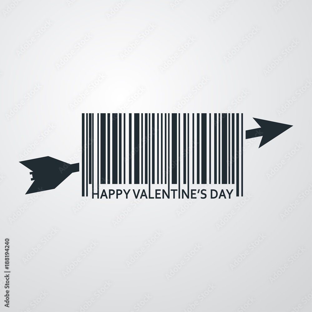 Vector de Stock Icono plano codigo de barras HAPPY VALENTINES DAY ...