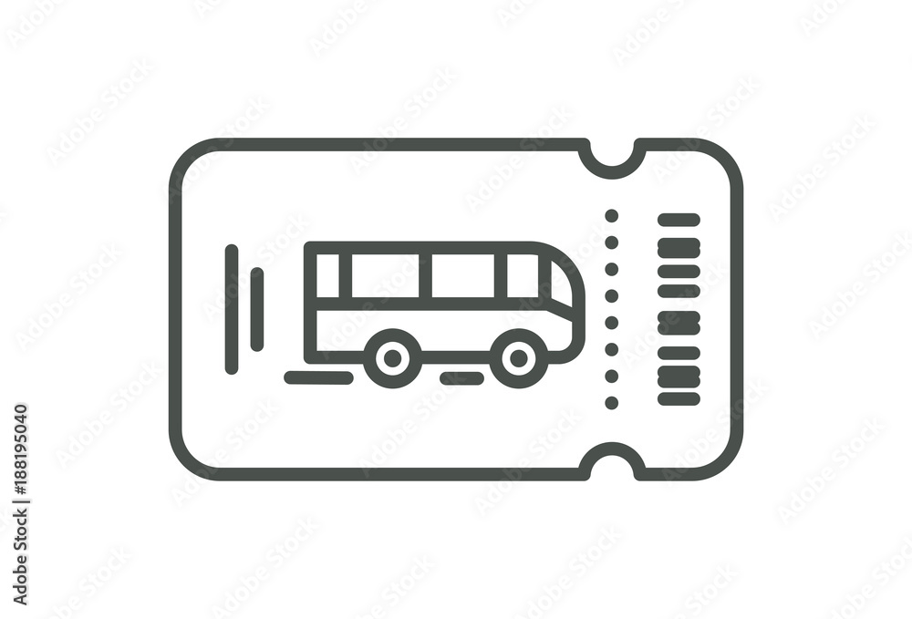 Vector Bus ticket. Simple flat line art style Stock Vector | Adobe Stock