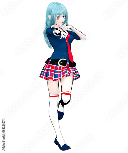 3d Sexy Anime Doll Japanese Anime Schoolgirl Big Blue Eyes And Bright