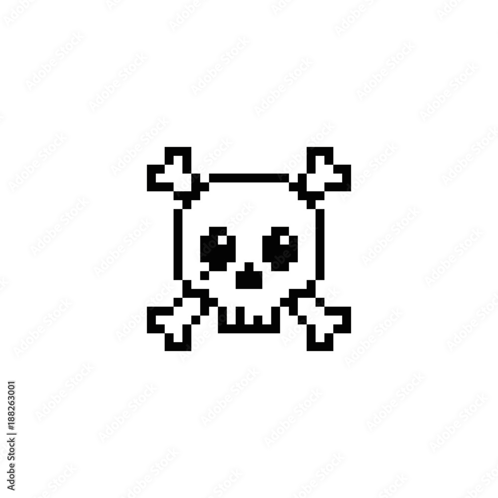 Pixel skull and crossbones Stock Vector | Adobe Stock