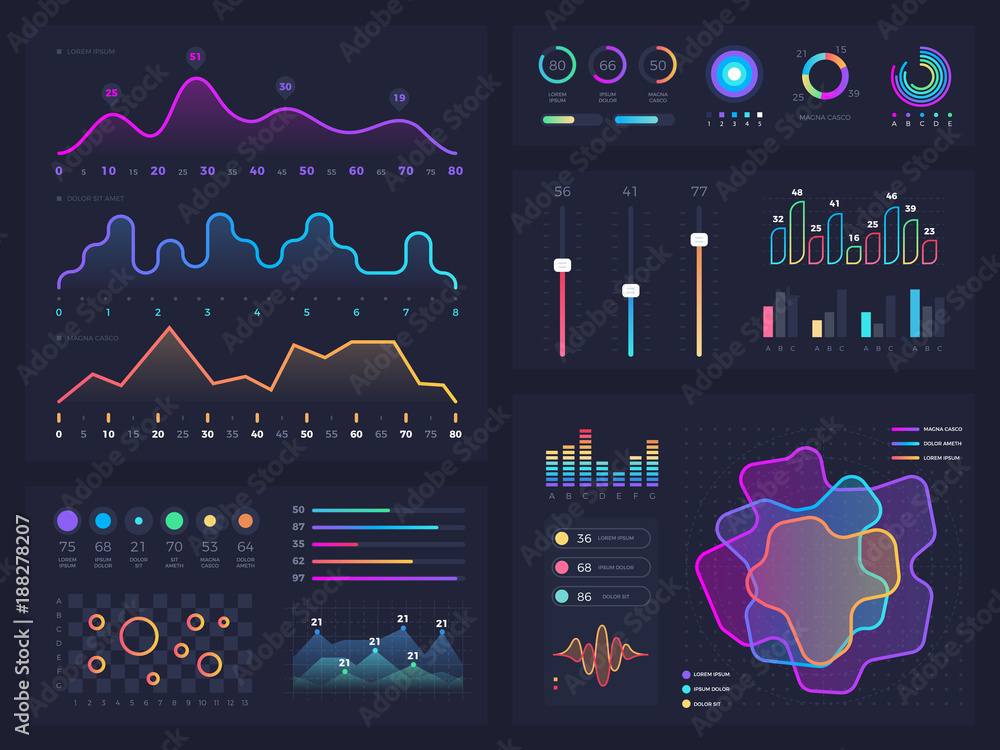 Technology graphics and diagram with options and workflow charts ...