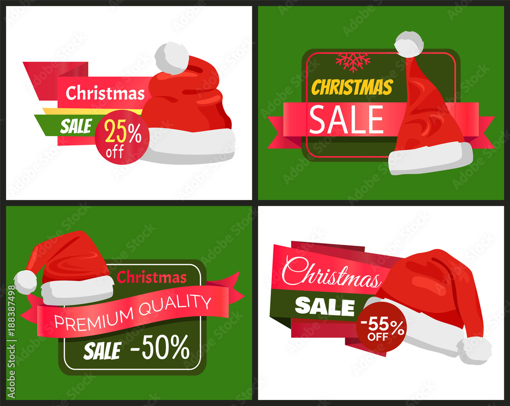 Christmas Holiday Posters Set Vector Illustration の Stock ベクター | Adobe ...