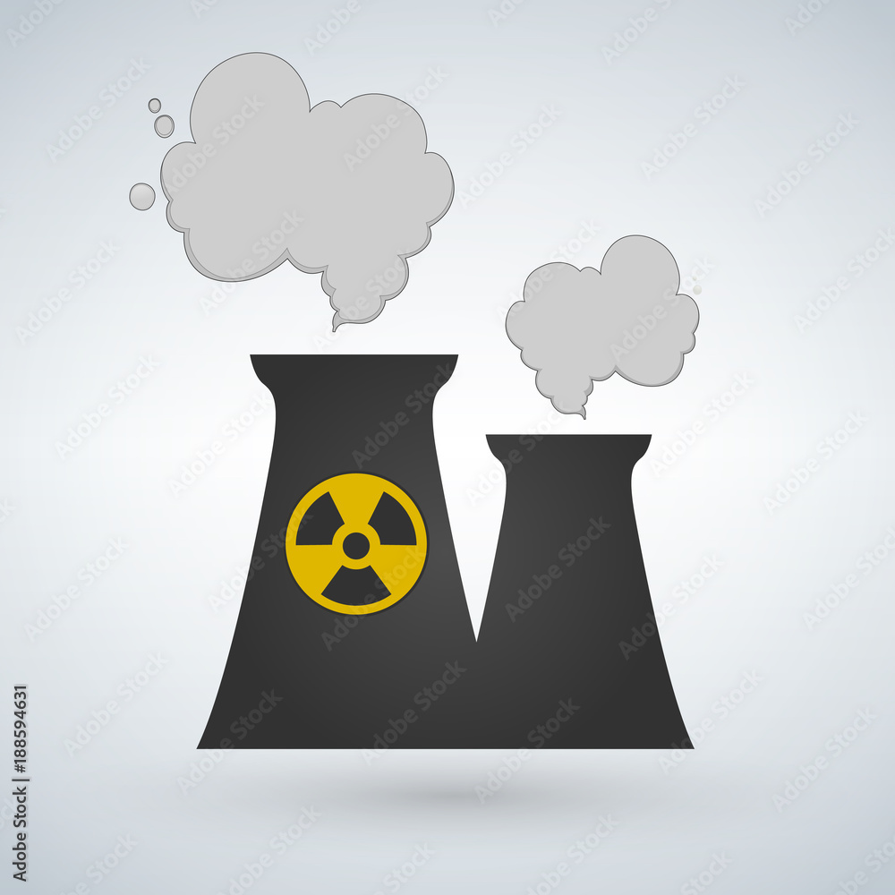 Vector Stock illustration of nuclear power plant in flat style, nuclear ...