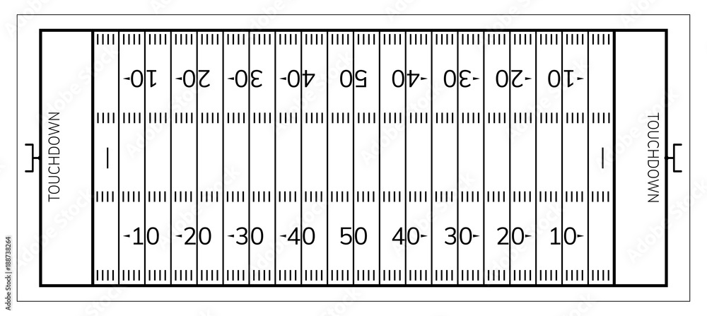 American Football Field Black And White Diagram