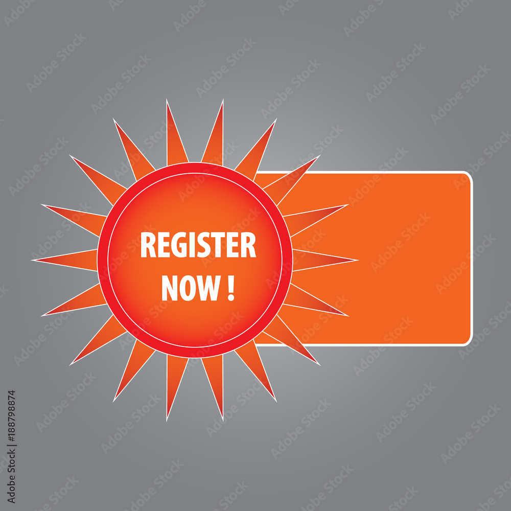 Register now logo of concept design with simple illustration の Stock ...