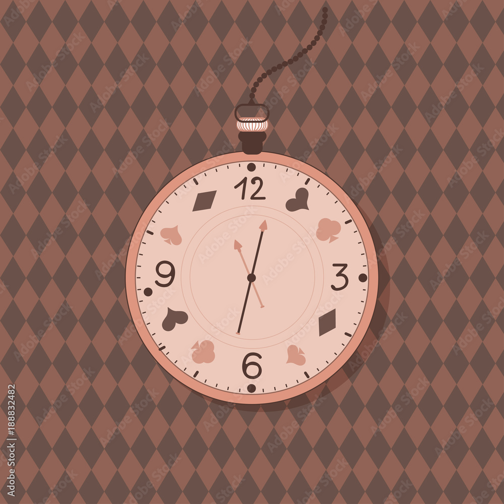 Alice in Wonderland watch label. Vector vintage clock card. Invitation ...