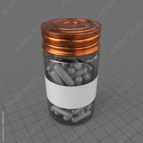 Pill bottle filled with capsules. Buy this stock 3d asset and explore ...