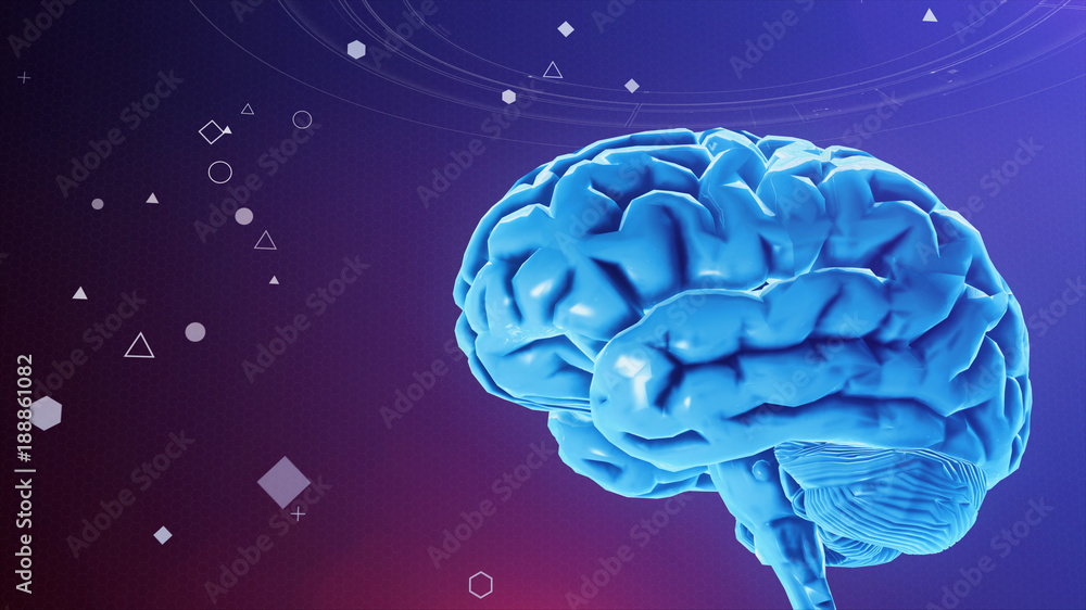 Artificial Intelligence. 3D Render. Artificial neural network. 3d brain ...