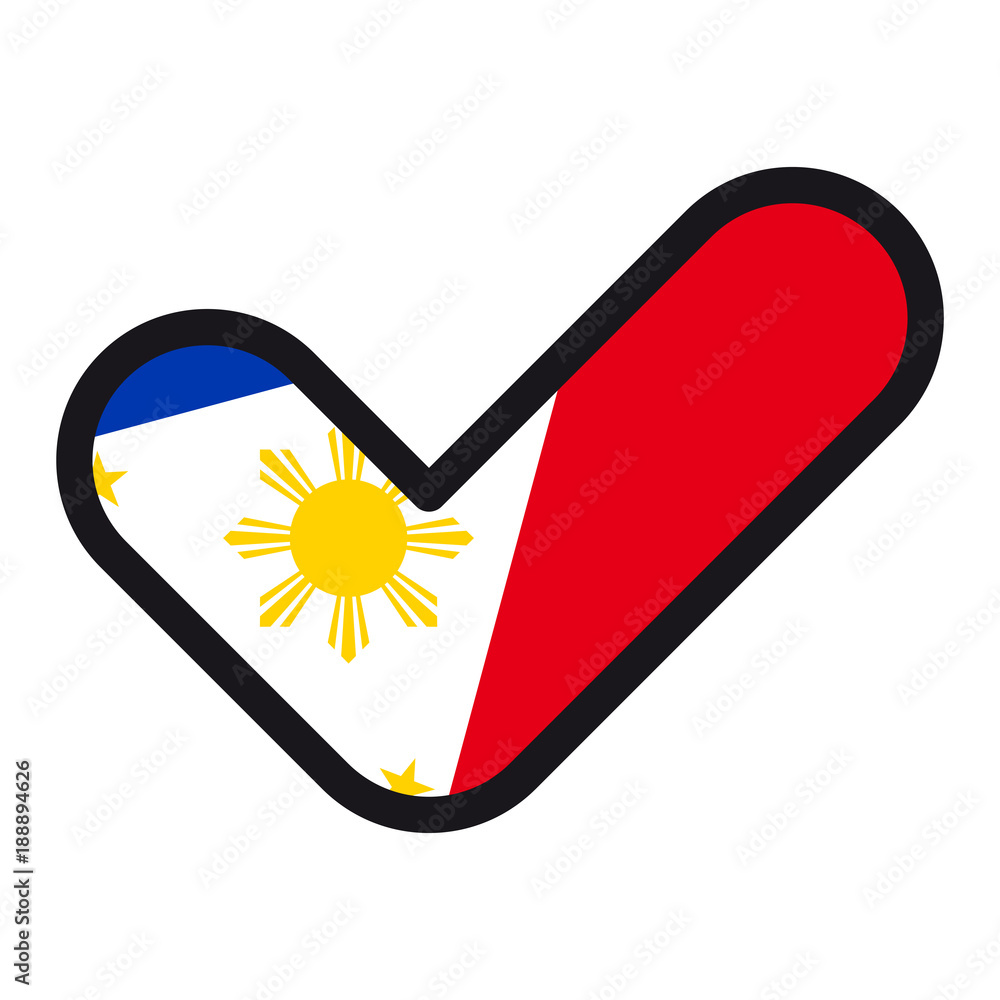 Flag of Philippines in the shape of check mark, sign approval, symbol ...