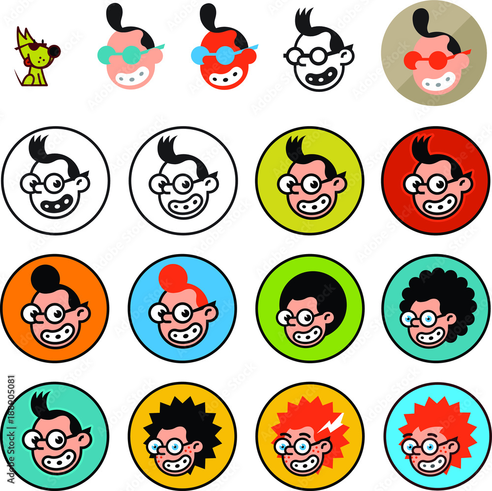 Cartoon characters geeks in a flat style. Vector image isolated on ...