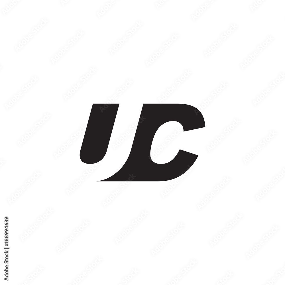 Initial letter UC, negative space logo, simple black color Stock Vector ...