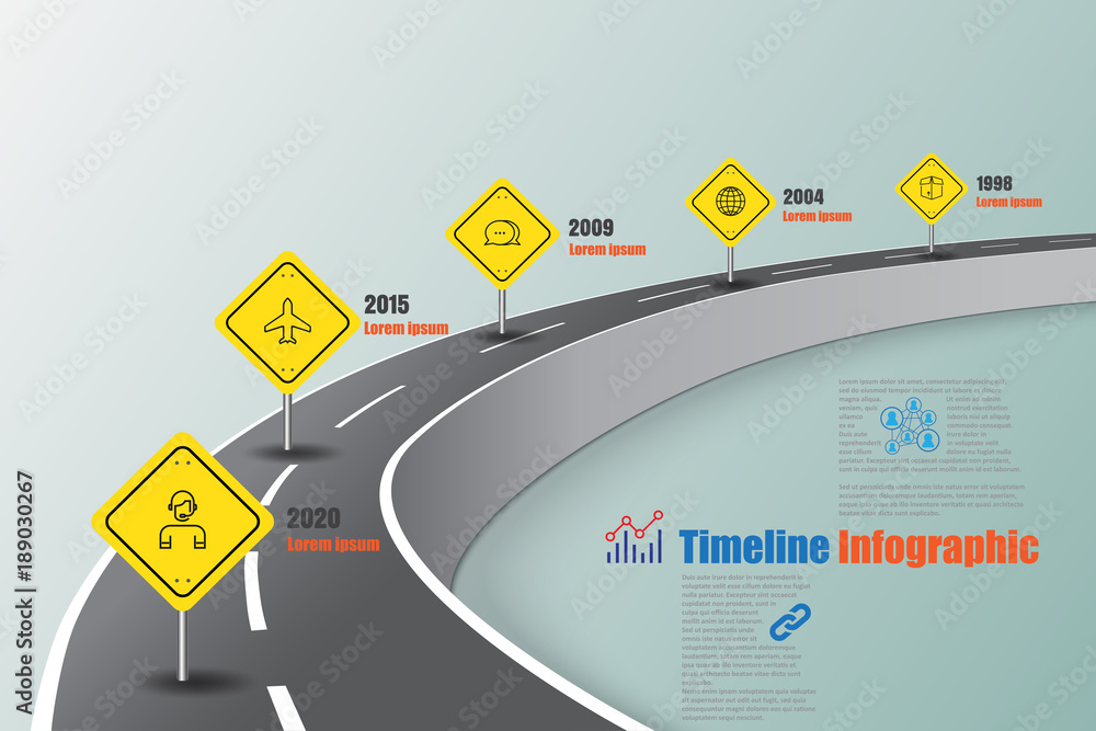 Business road map timeline infographic expressway concepts designed for ...