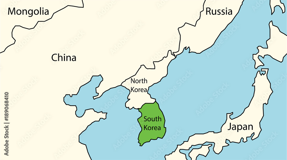 south korea on the map of eastern asia Stock Vector | Adobe Stock