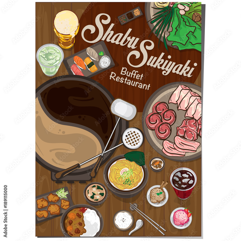 menu shabu sukiyaki restaurant template design graphic objects Stock ...