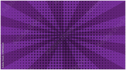 Abstract purple striped retro comic background with halftone center ...