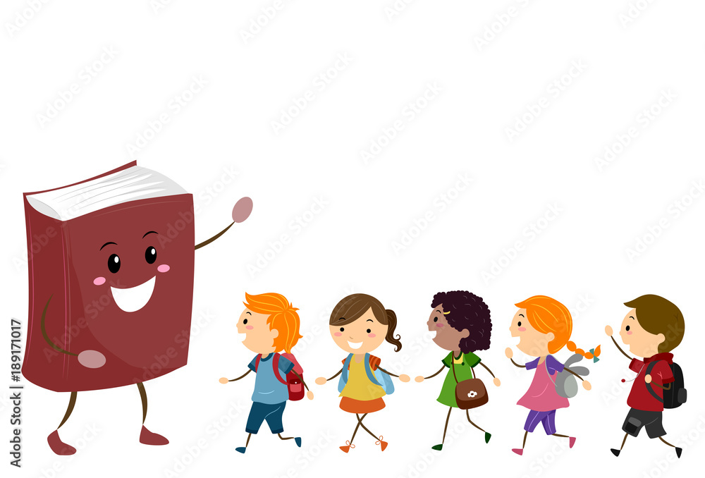 Mascot Book Stickman Kids Students Illustration Stock Vector | Adobe Stock