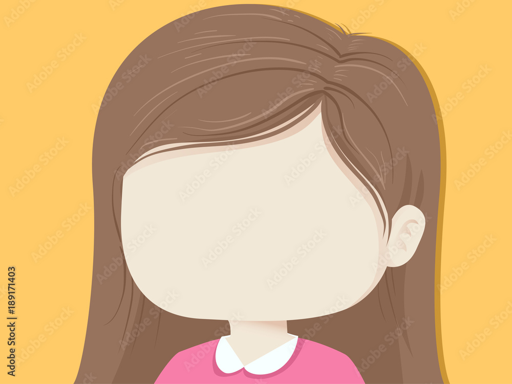 Kid Girl Blank Face Background Illustration Stock Vector | Adobe Stock