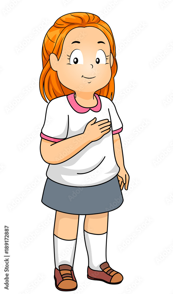Kid Girl Hand Heart Pledge Illustration Stock Vector | Adobe Stock