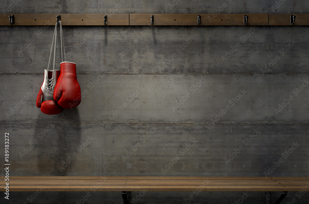 Boxing Gloves Hanging In Change Room Stock Photo | Adobe Stock