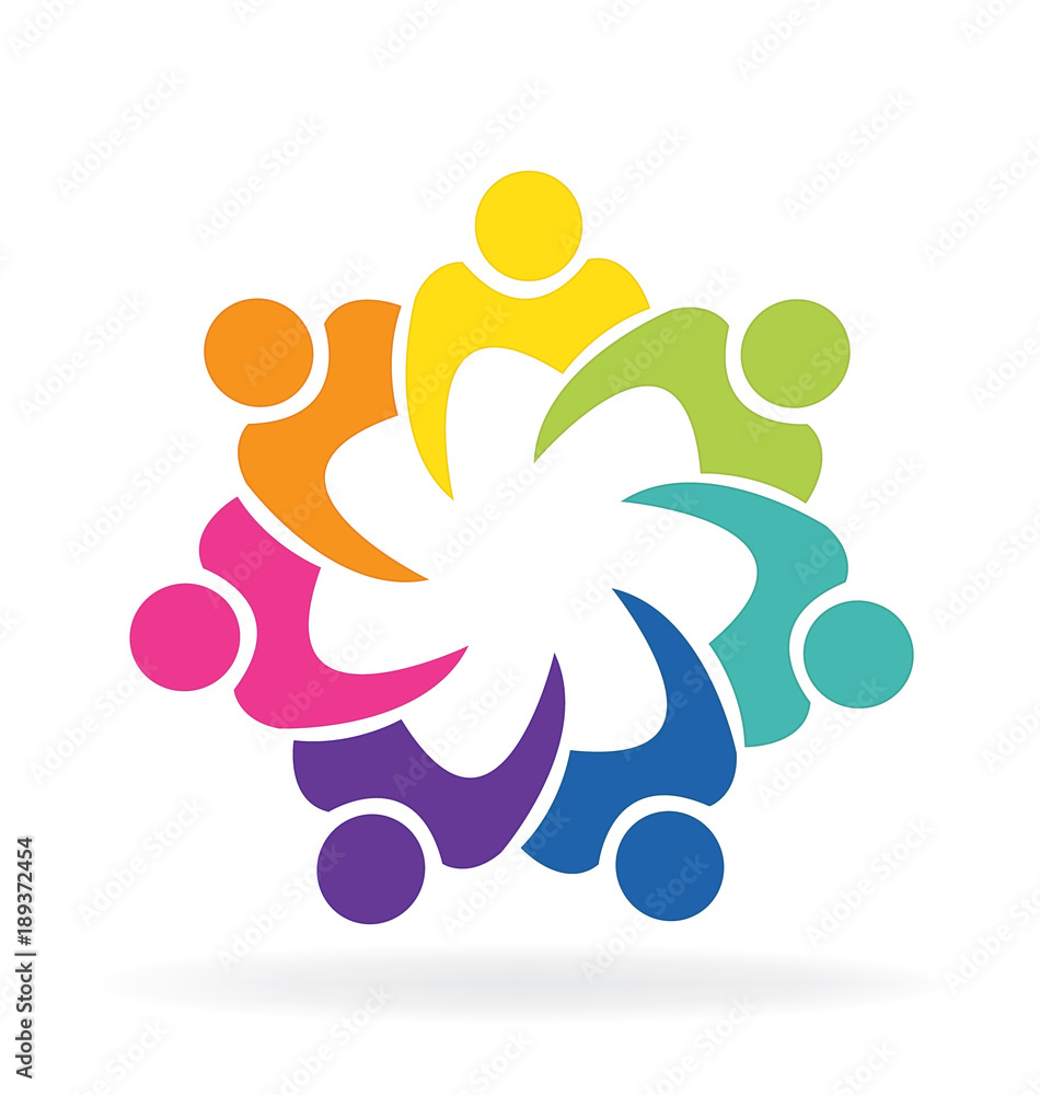 Logo colorful teamwork helping people icon Stock Vector | Adobe Stock