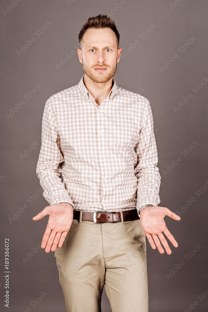 man with arms wide open. emotions, facial expressions, feelings, body ...