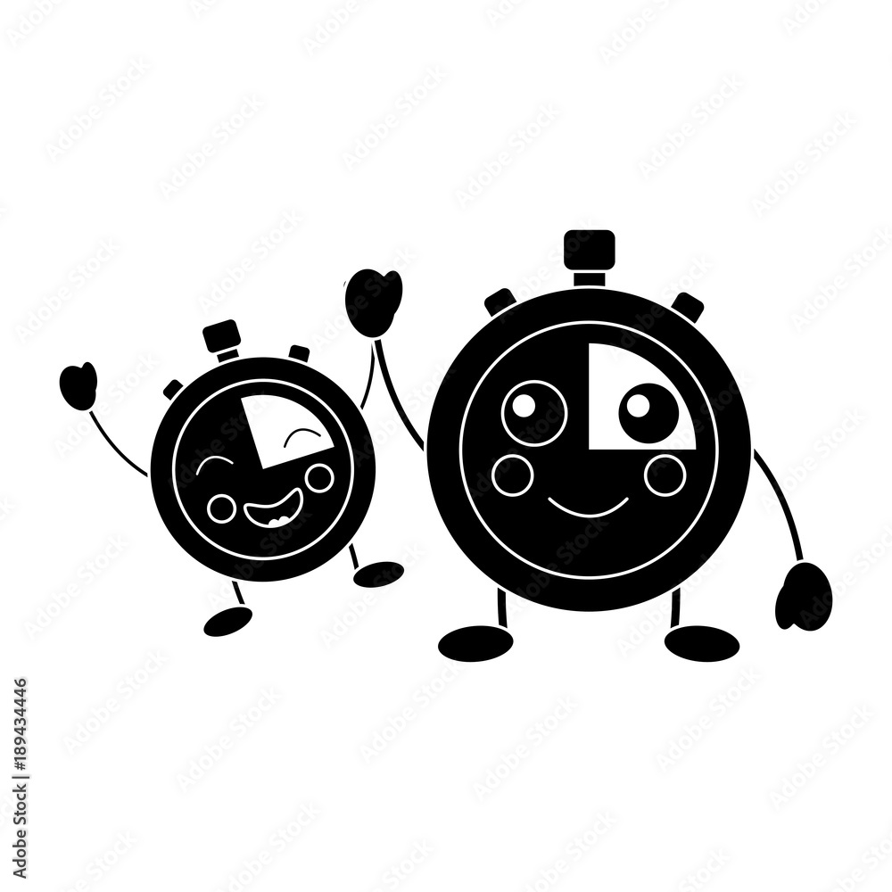 cartoon chronometer countdown speed timer object vector illustration black and white image Stock ...
