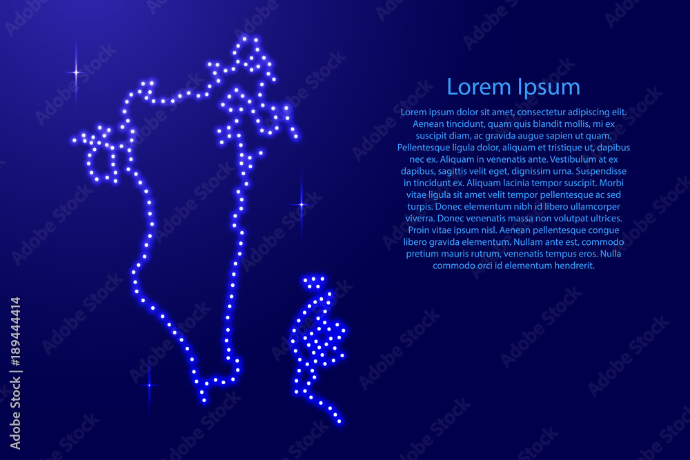Map Bahrain from luminous blue star space points on the contour for ...