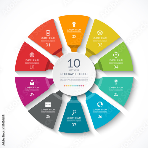 Infographic circle. Process chart. Vector diagram with 10 options. Can ...