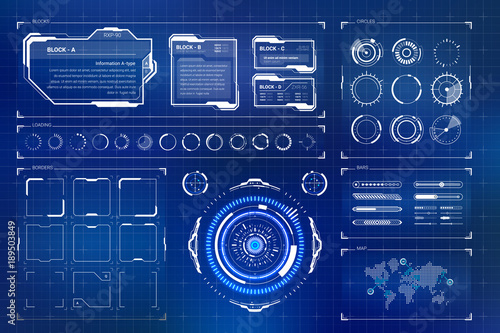 Sci-Fi Futuristic Hud Elements Set Stock Vector | Adobe Stock