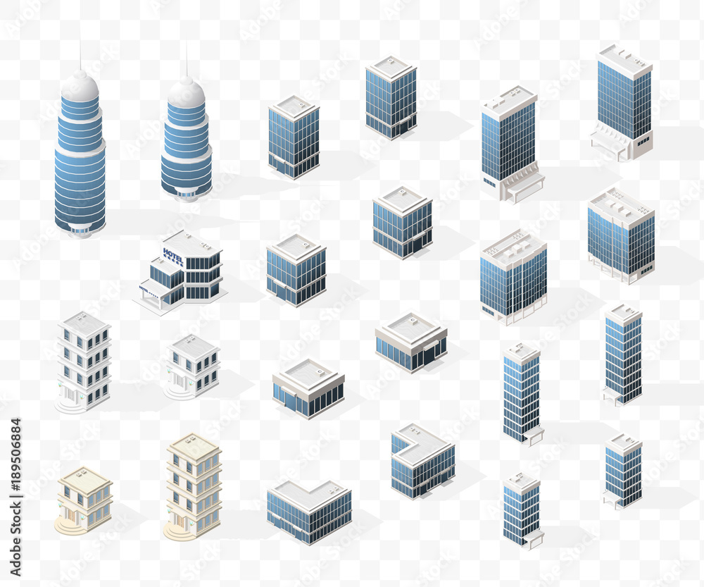Collection of Realistic Isometric High Quality City Element for Map on ...