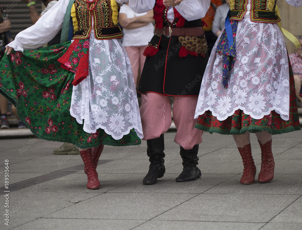 Polish folk dance group with traditional costume Stock Photo | Adobe Stock