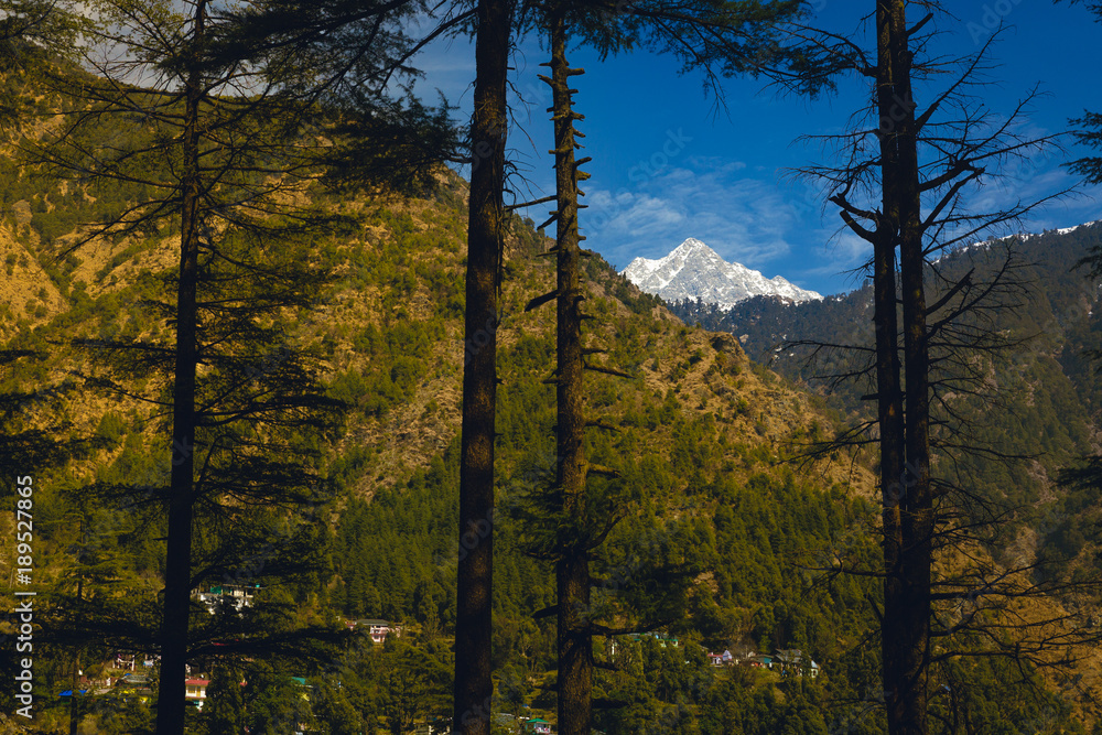 Triund peak in Dhauladhar ranges as seen from Dharamkot, Mcleodganj ...