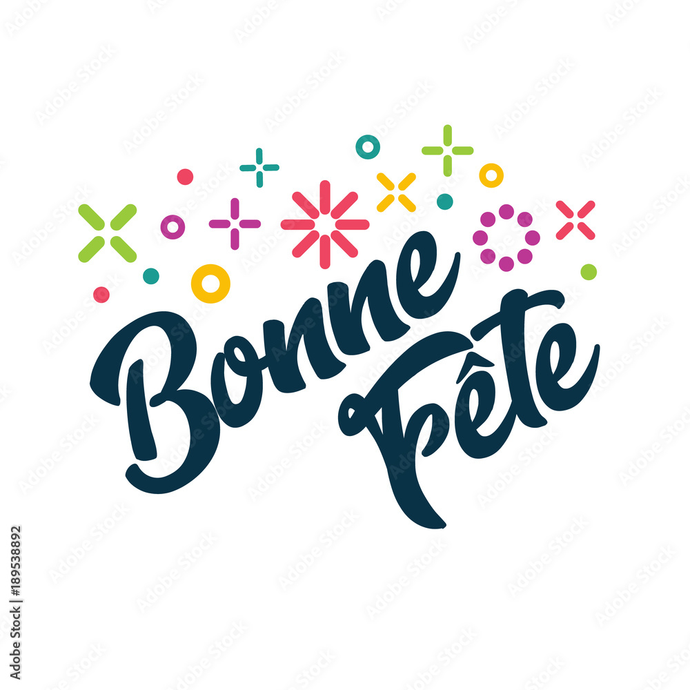 Vektor Bonne Fete - French Happy Birthday Greeting Invitation Card ve ...