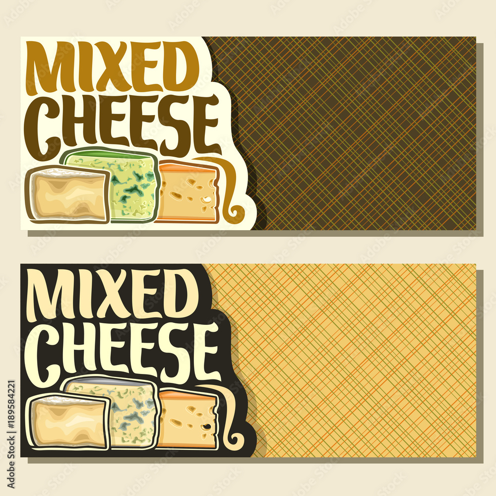 Vector banners for Cheese with copy space, slices of delicious Italian ...