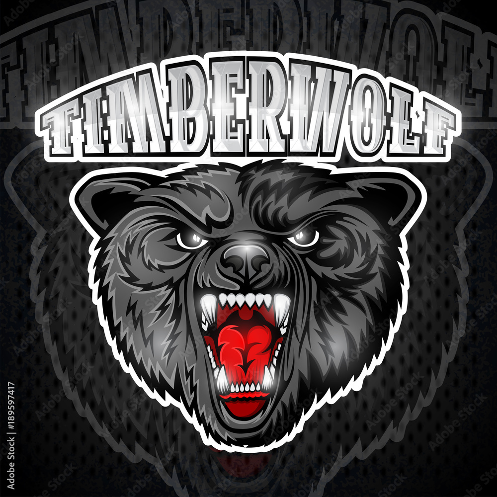 Beast wolf face from the front view with bared teeth. Logo for any ...