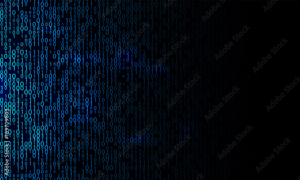 Blue binary background. Modern network algorithm illustration Stock ...