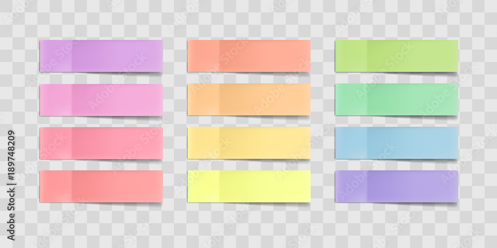 Vector colorful sticky notes, post stickers with shadows isolated on a ...