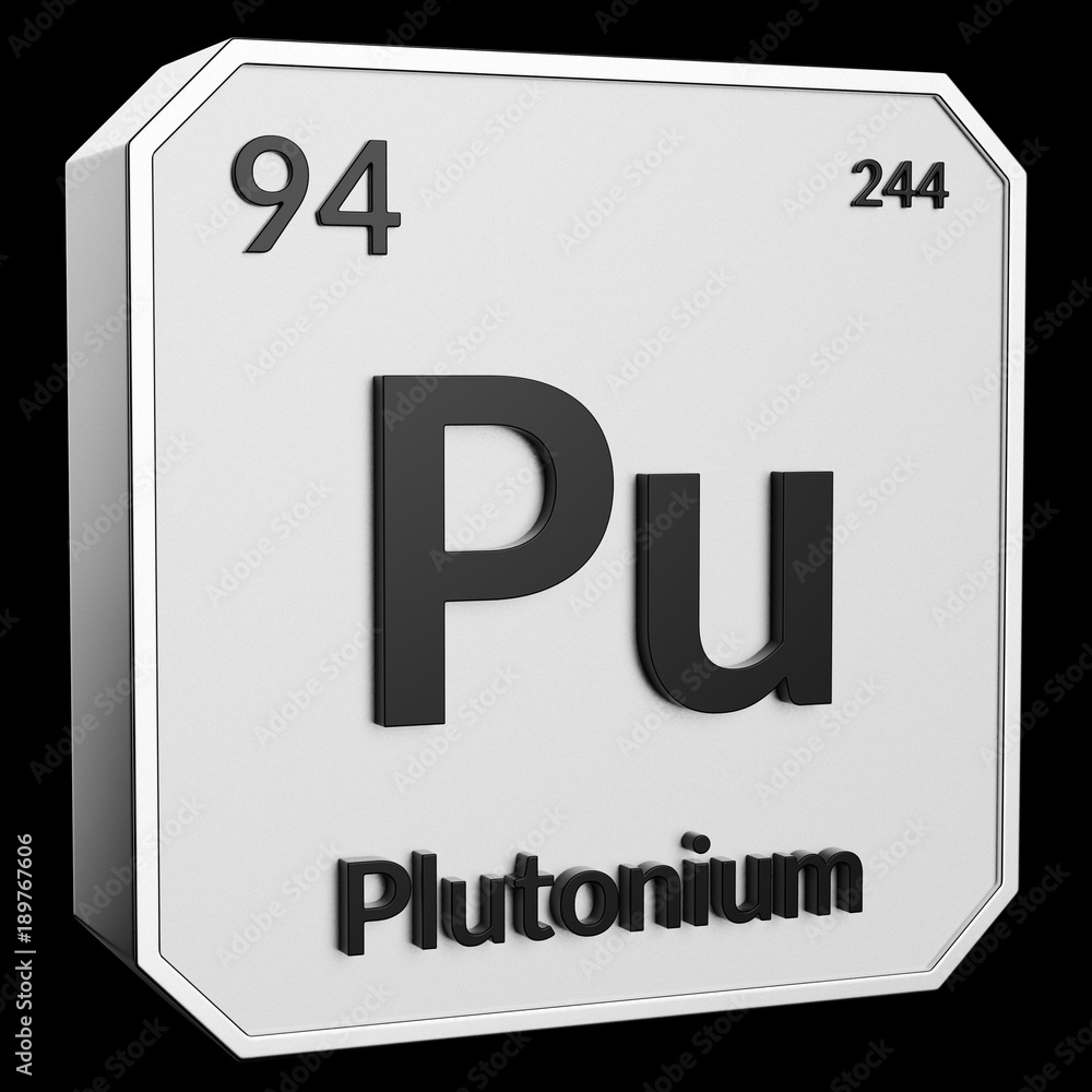 Upright Metal Plaque with Black 3D Text of Chemical Element Plutonium ...