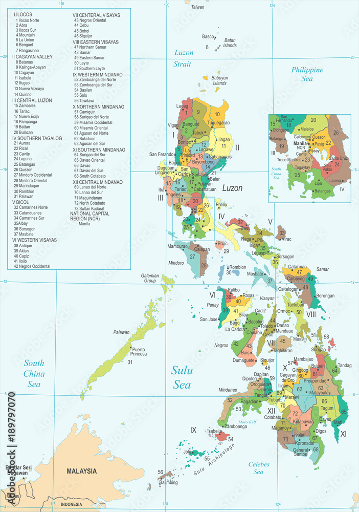 Philippines Map - Detailed Vector Illustration Stock Vector | Adobe Stock