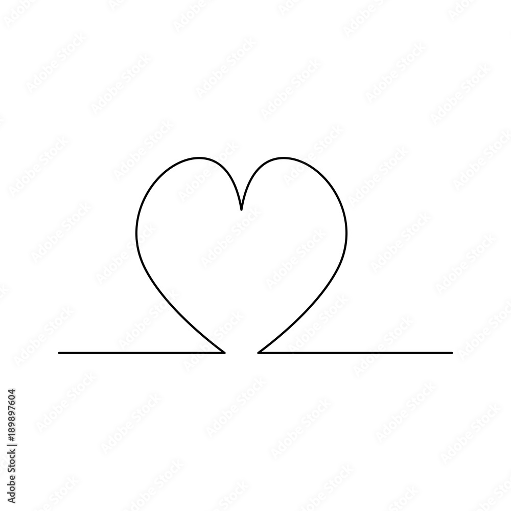 Continuous Line Heart Shape vector illustration. Vector illustration ...