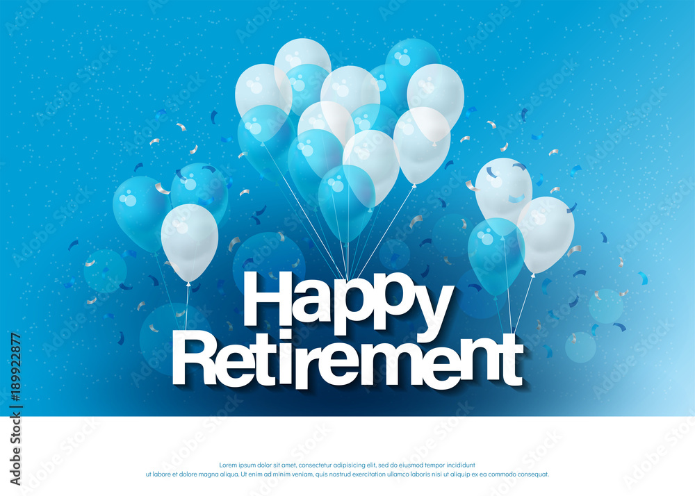 Vektor happy retirement greeting card lettering template with balloon ...