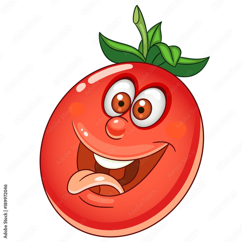 Cartoon Tomato. Happy Vegetable Emoticon. Smiley. Emoji. Eco Food ...
