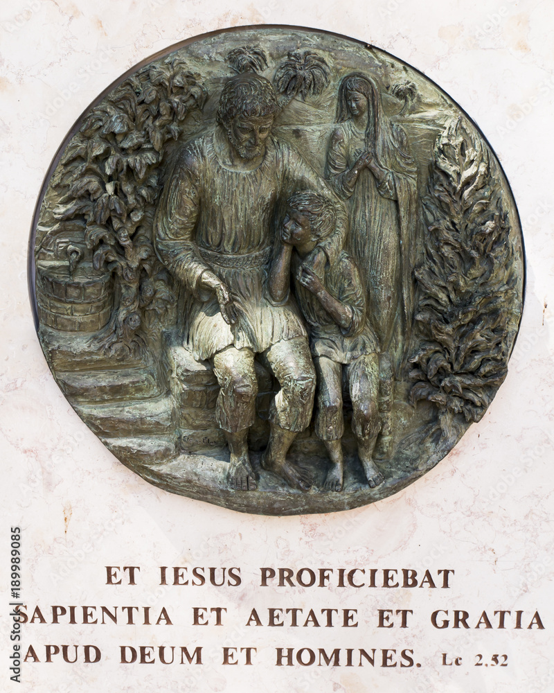 NAZARET, ISRAEL, July 8, 2015: Biblical scenes from the life of Jesus ...