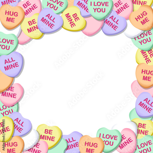 Valentines Day Candy Hearts Square Border 1 Stock Vector | Adobe Stock